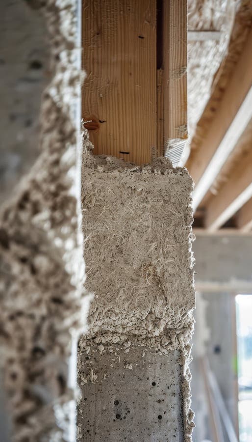 Close-Up Texture of Hempcrete Insulation in Modern Eco-Friendly Home ...