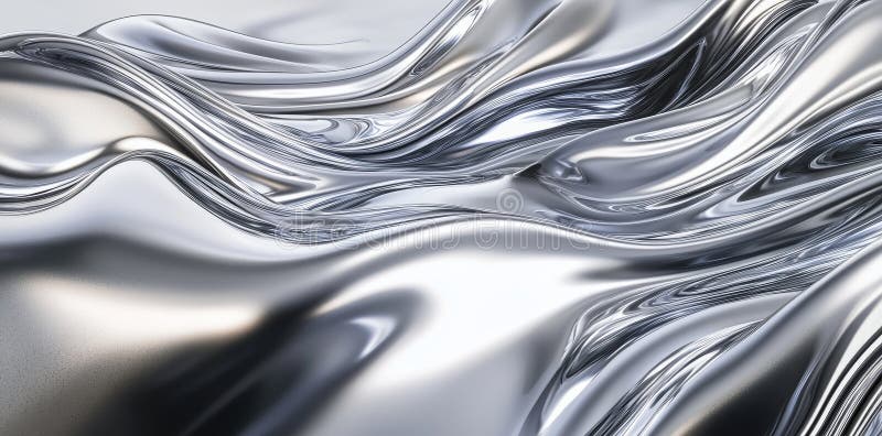 A Close Up Texture of Liquid Metallic in Silver Gray with Highlights ...