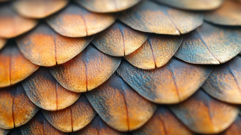 Close-up Texture of Overlapping Brown and Blue Scales Stock ...