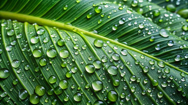 A Close-up of the Texture of the Rainforest Leaves with Droplets of ...