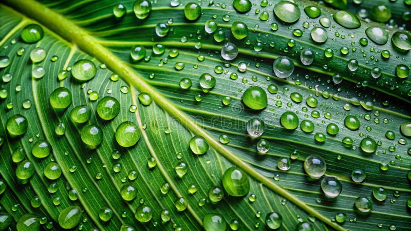 A Close-up of the Texture of the Rainforest Leaves with Droplets of ...