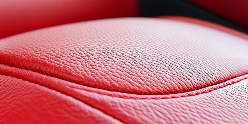 Close Up Texture of Red Leather Upholstery Detailed Grain and Stitching ...