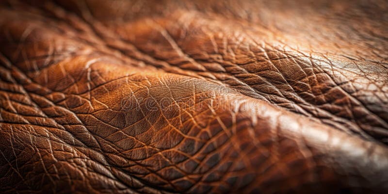 Close-up Texture of Rich Brown Leather with Deep Wrinkles and Natural ...