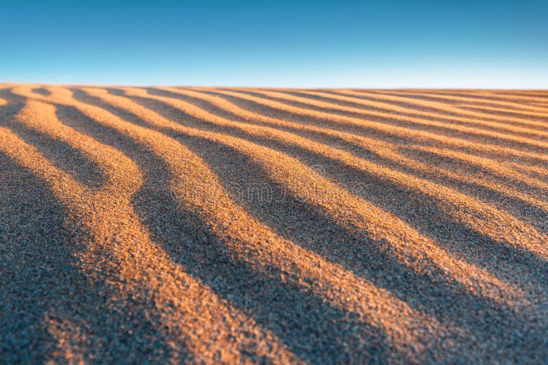 Closeup Texture of the Rippled Surface of the Sand and Dunes, Top View ...