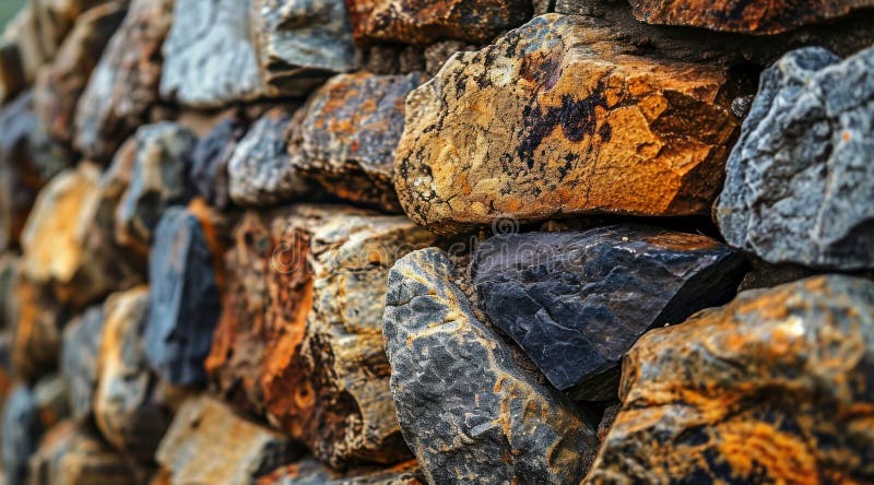 Close-up Texture of a Rustic Stone Wall Stock Illustration ...