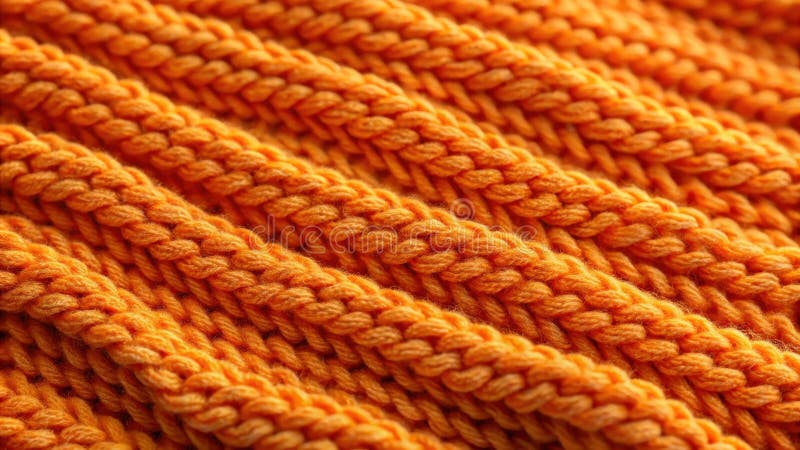 Close-up Texture of Soft Orange Knit Fabric with Diagonal Ribbing ...