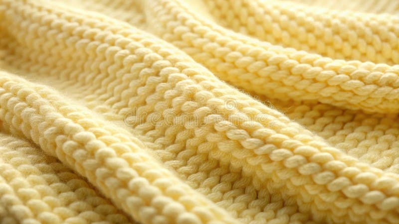 Close-up Texture of Soft, Pale Yellow Knit Fabric Showing Detailed ...