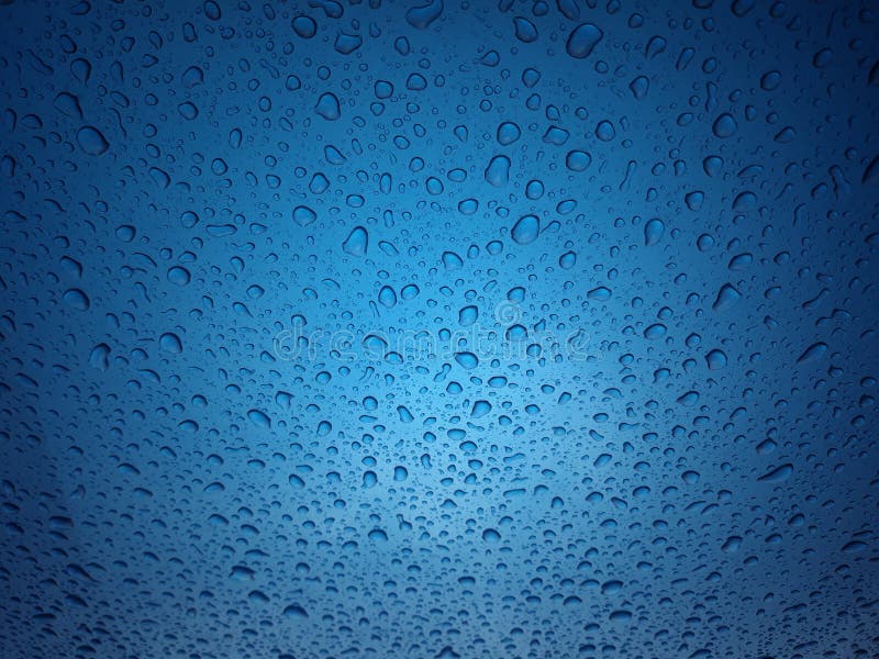 Close Up Texture Water Droplets Raindrop on Beautiful Blue Metallic ...