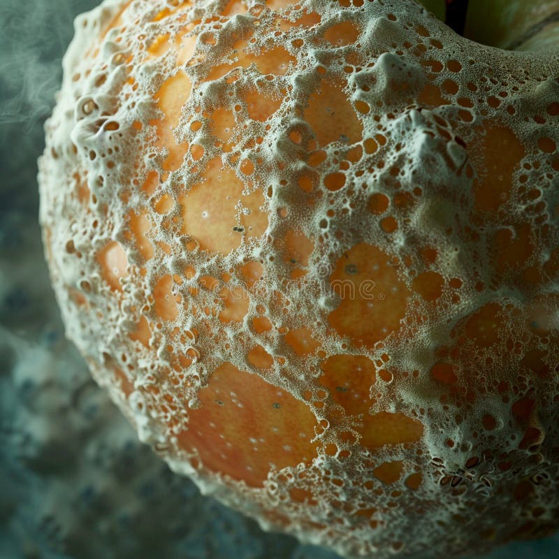 Close-up of a Textured Apple Submerged in Bubbles and Foam during a ...