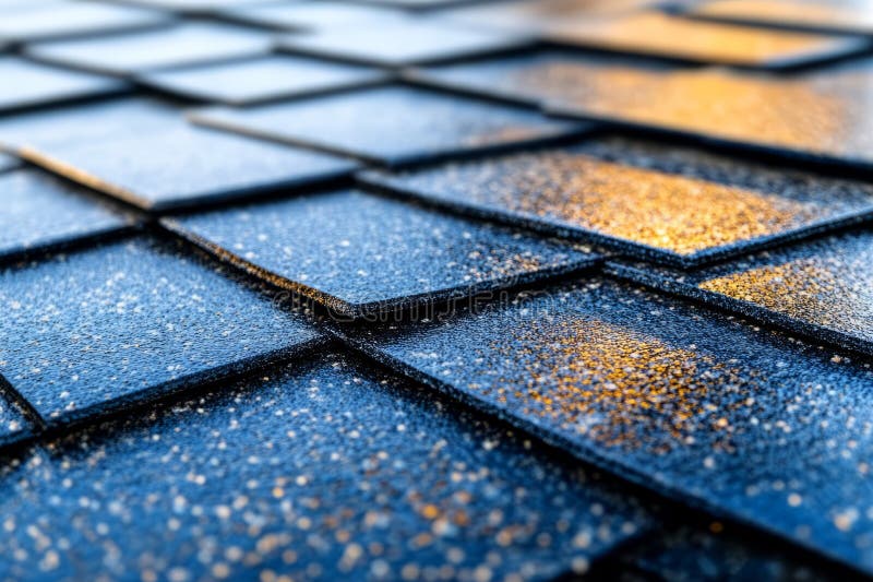Textured Bitumen Shingles Covering a Residential Roof in Perspective ...