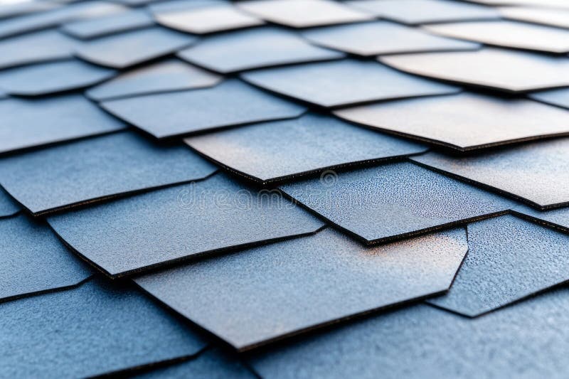 Textured Bitumen Shingles Covering Residential Roof Perspective Stock ...