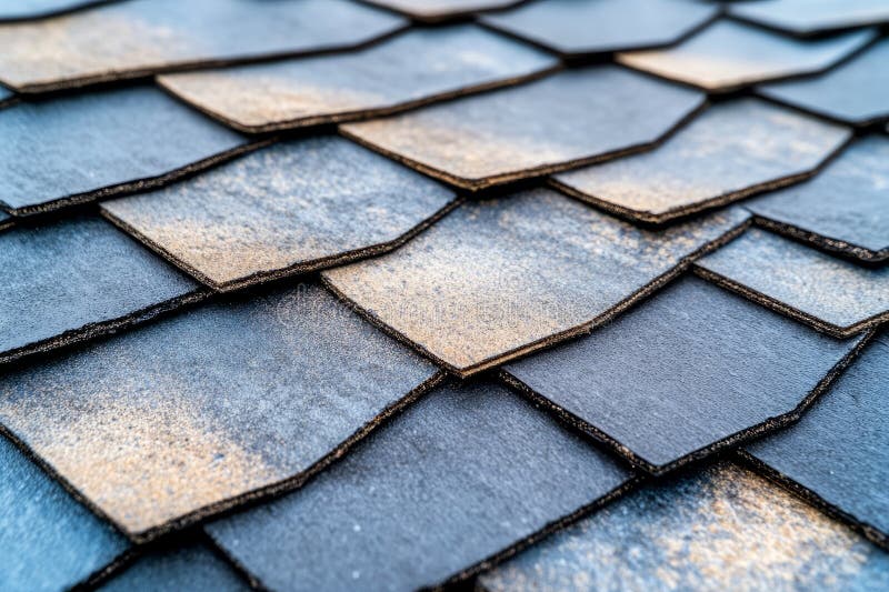 Textured Bitumen Shingles Covering a Residential Roof in Perspective ...