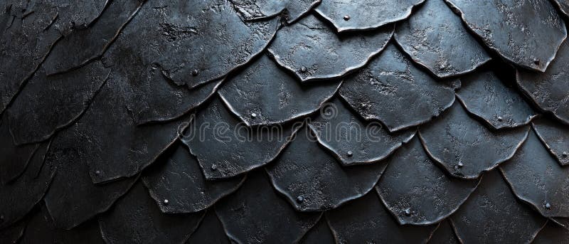 Close-up of Textured Black Metal Scales Stock Illustration ...