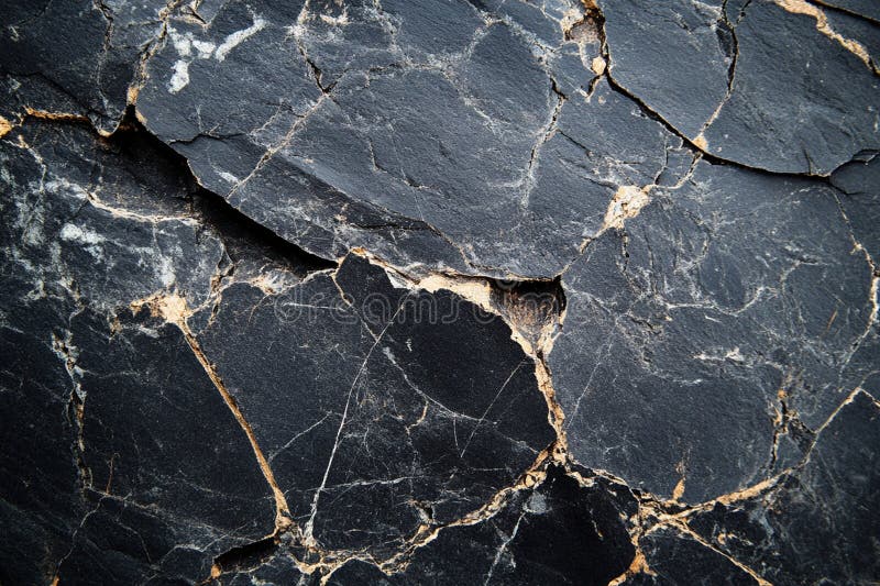 Close-up of Textured Black Rock with Visible Cracks and Natural ...