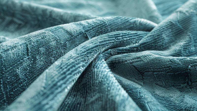 Textured Blue Chenille Fabric Close-Up for Interior Design and Textile ...