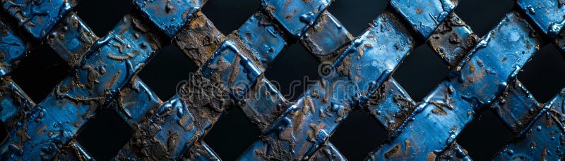 Close-up of a Textured Blue and Metal Lattice Pattern. Rugged and ...