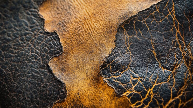 Close-up of Textured Brown and Black Leather Surface Showing Natural ...