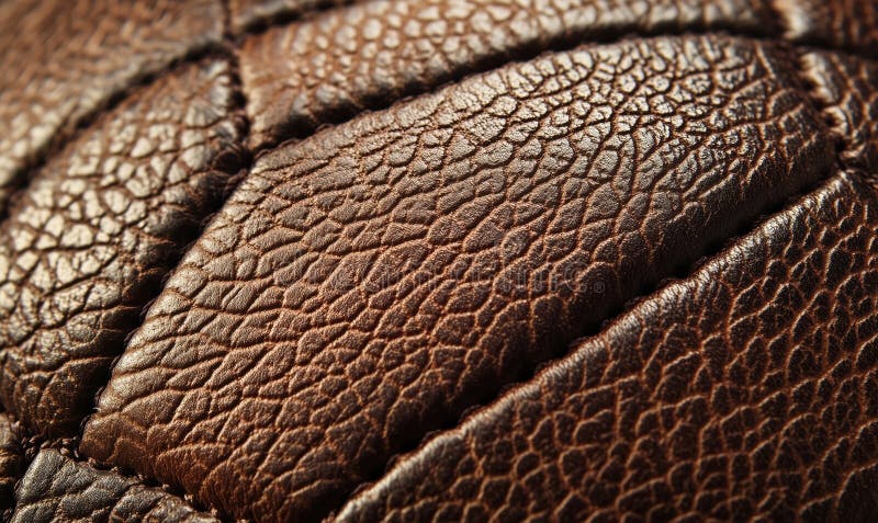 Close-up of Textured Brown Leather Basketball Surface, Showcasing ...