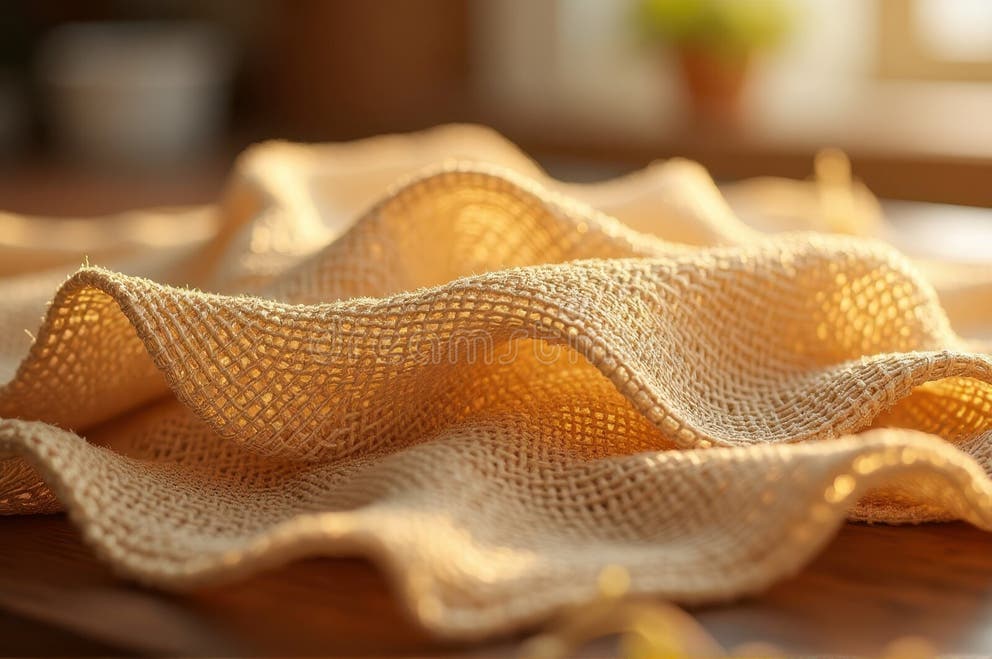 Close-up of Textured Burlap Fabric with Soft Sunlight Highlights Stock ...