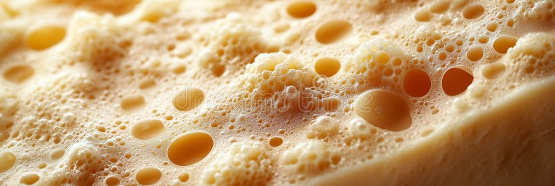 Close-up of Textured Cheese Surface Showcasing Unique Bubbles and ...