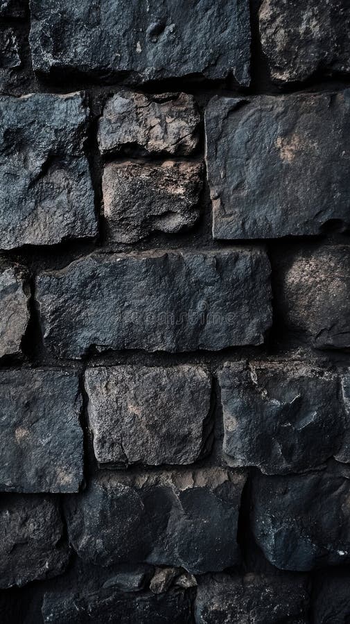 Close-up of Textured Dark Stone Wall Stock Image - Image of element ...