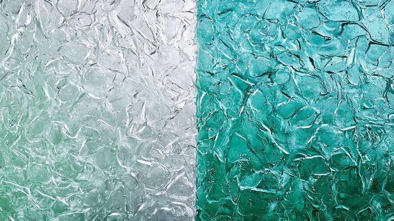 Close-up of Textured Green and Blue Glass Panels with Unique Wave and ...