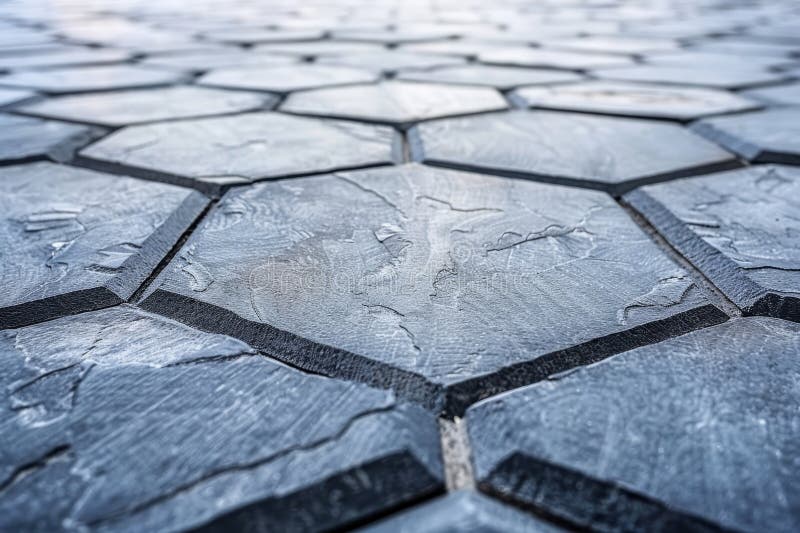 Close-up of Textured Hexagonal Stone Pavement in a Modern Pattern. Stock Illustration ...