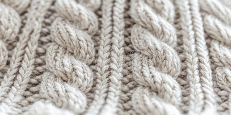 Close-up of a Textured Knitted Fabric Showcasing Intricate Cable ...