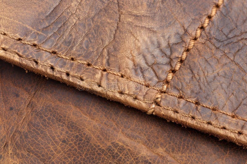 Close-up of Textured Leather Surface with Stitching Stock Illustration ...
