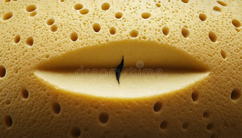 Close-up of a Textured, Light Beige Foam with a Carved Eye Stock ...