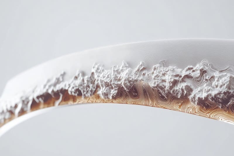 Close-up of Textured Metallic Arc with Mountain-like Designs on Edge ...