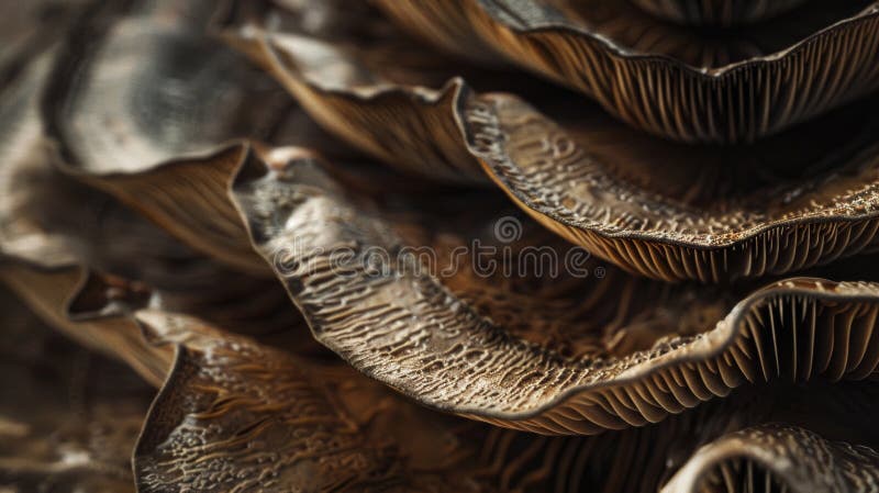 Close-up of Textured Mushroom Gills Stock Photo - Image of natural ...