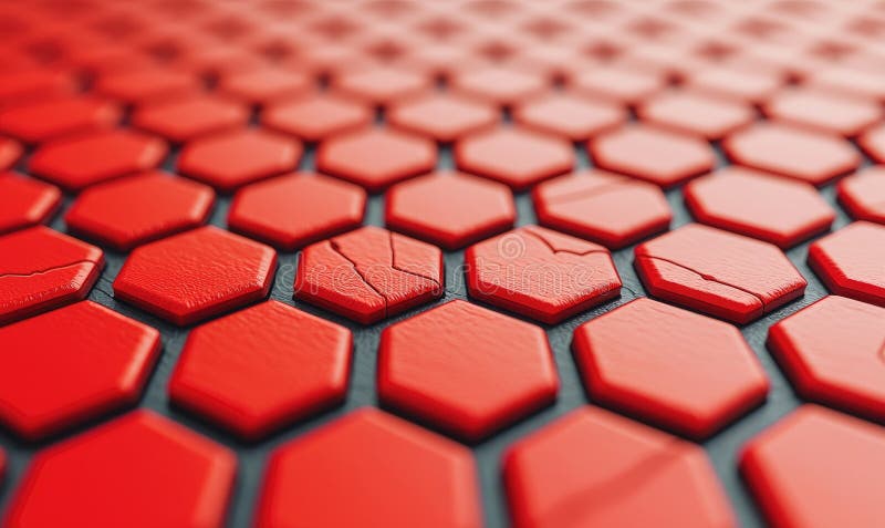 Close-up of a Textured Red Hexagonal Pattern, Showcasing Interlocking ...