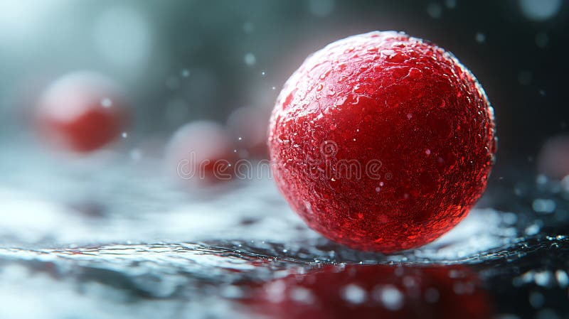 Red Sphere Water Droplets Abstract Background Texture AI Generated ...