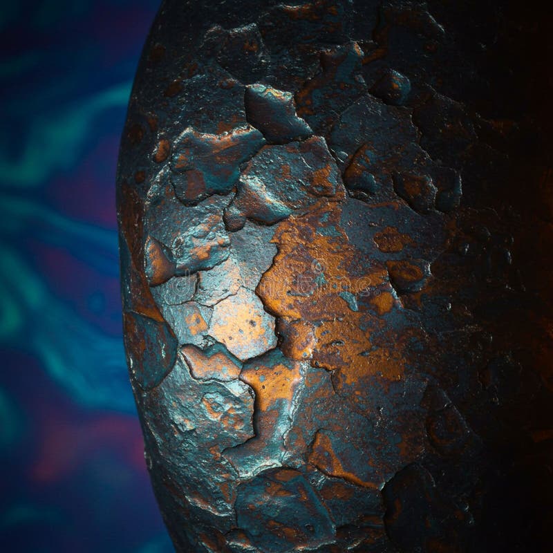 Close-up of a Textured, Round Object with a Metallic Surface Displaying ...