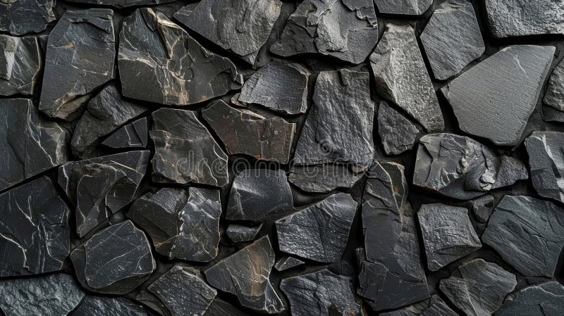 Close-up of a Textured Stone Wall with Irregular, Dark Grey Stones ...