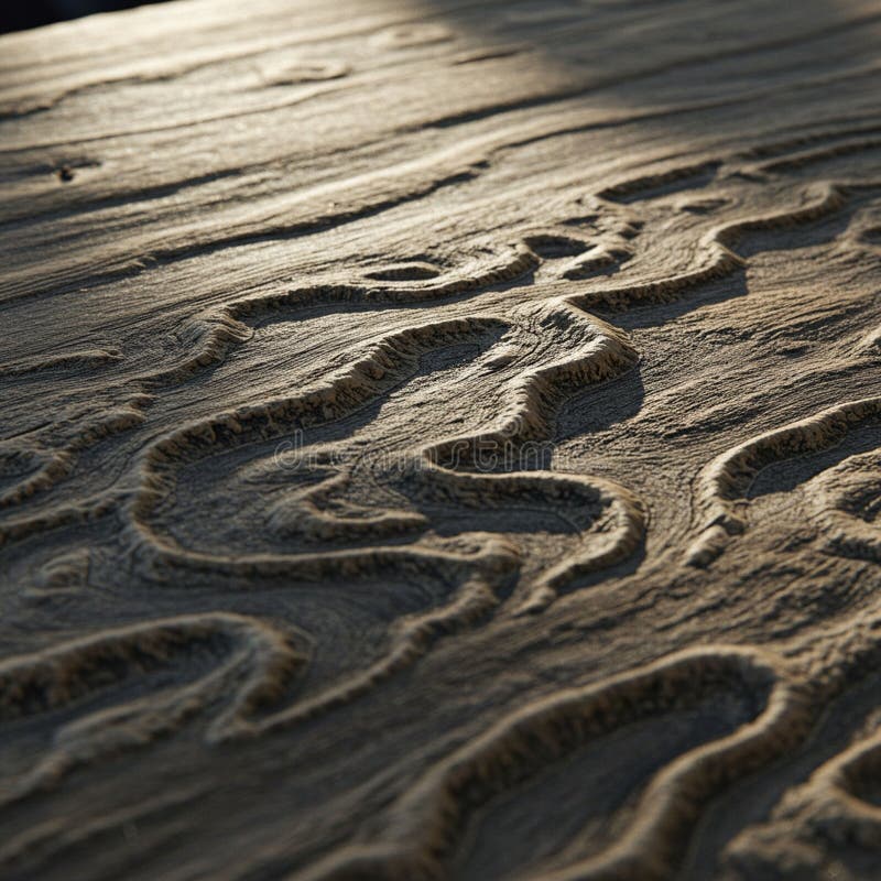 Close-up of a Textured Surface Featuring Irregular, Winding Grooves ...