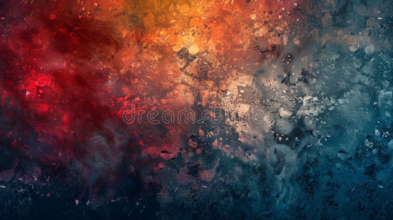 A Close-up of a Textured Surface Painted with Abstract Red, Orange, and ...