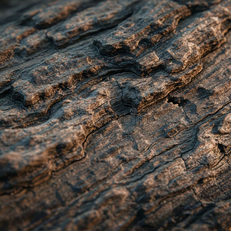 Close-up of a Textured Tree Bark Surface Showing Rough, Ridged Patterns ...