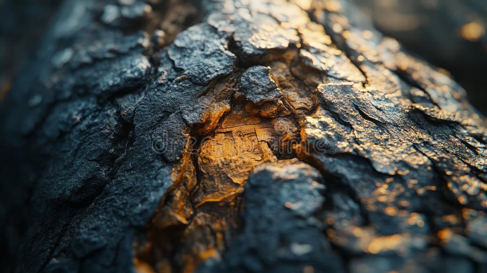Close-up of Textured Tree Bark with Warm Lighting. Stock Image - Image ...