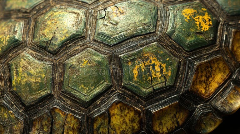 Close-up of a Textured Turtle Shell Showcasing Its Unique Hexagonal ...