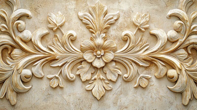 Close-up of Textured Wall with Ornate Baroque Elements. Vintage ...