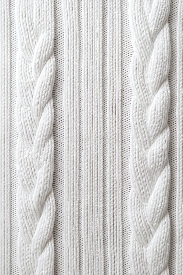 Close-up of Textured White Cable Knit Fabric Pattern Stock Photo ...