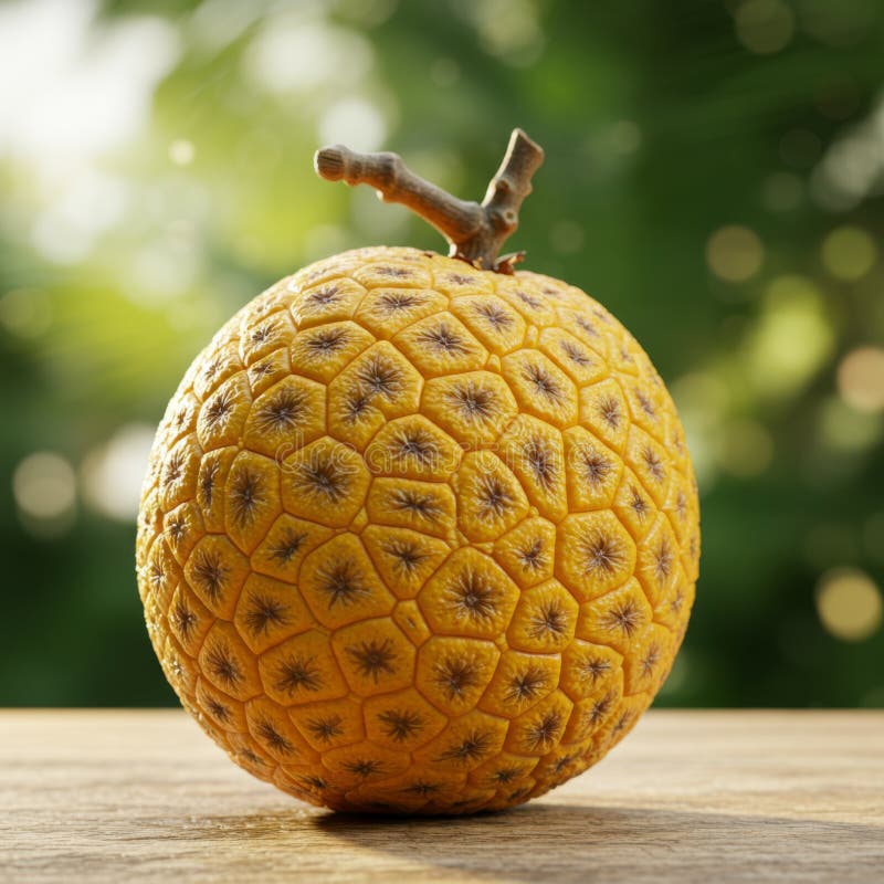 Close Up of a Textured Yellow Fruit on Wooden Surface Stock ...