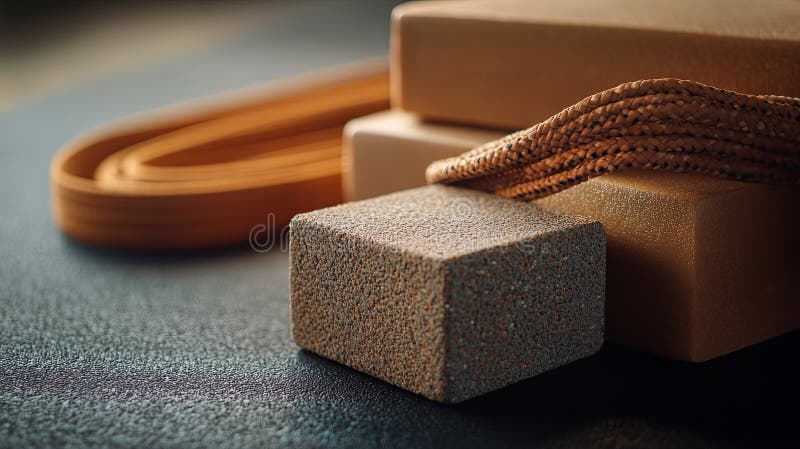 Close-up of Textured Yoga Blocks and Straps. Stock Illustration ...