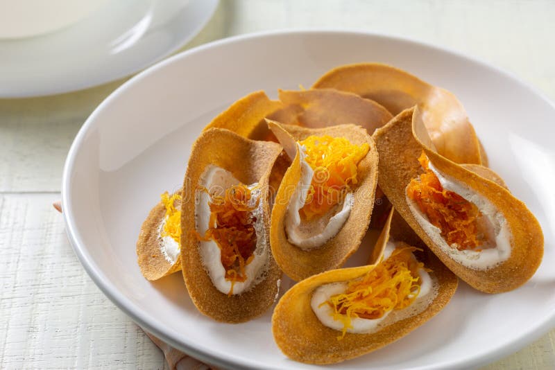 Kanom Buang or Thai Crispy Pancake Stock Image - Image of orange, style ...