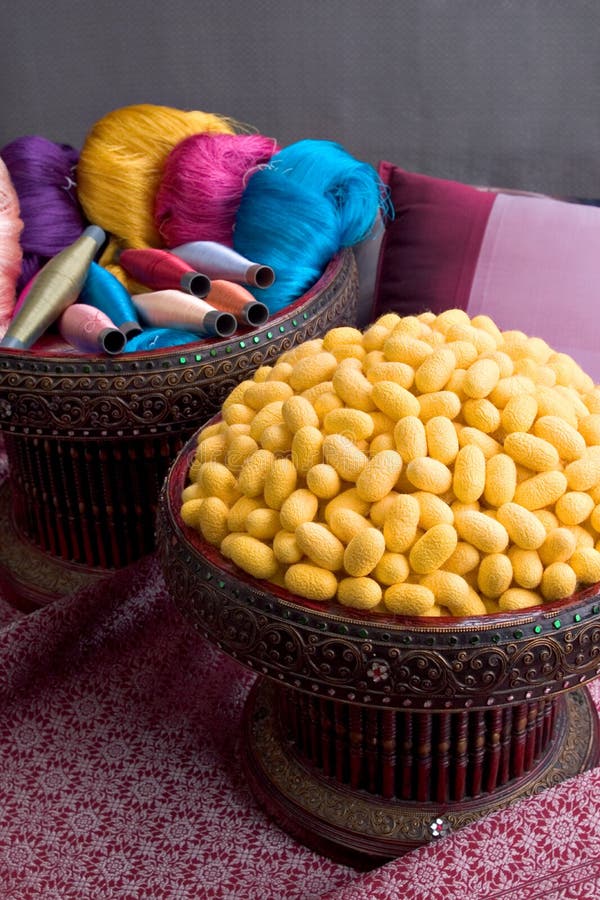 Thai Silk Pattern, Design, Texture, Thread, Cocoon, Tool and Equipment ...
