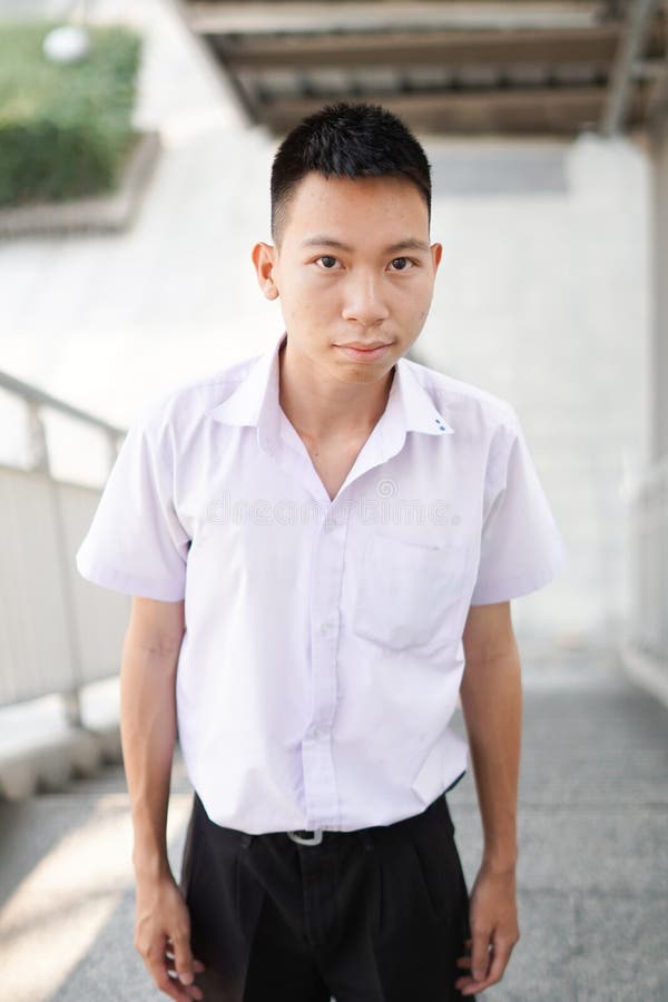 Thai student in uniform stock image. Image of looking - 238186331
