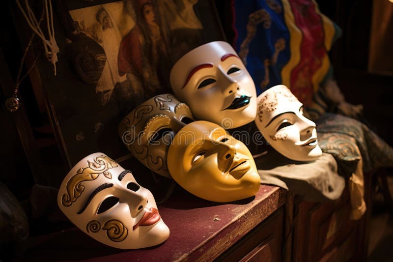 Close-up of Theater Props and Masks Stock Image - Image of theater ...