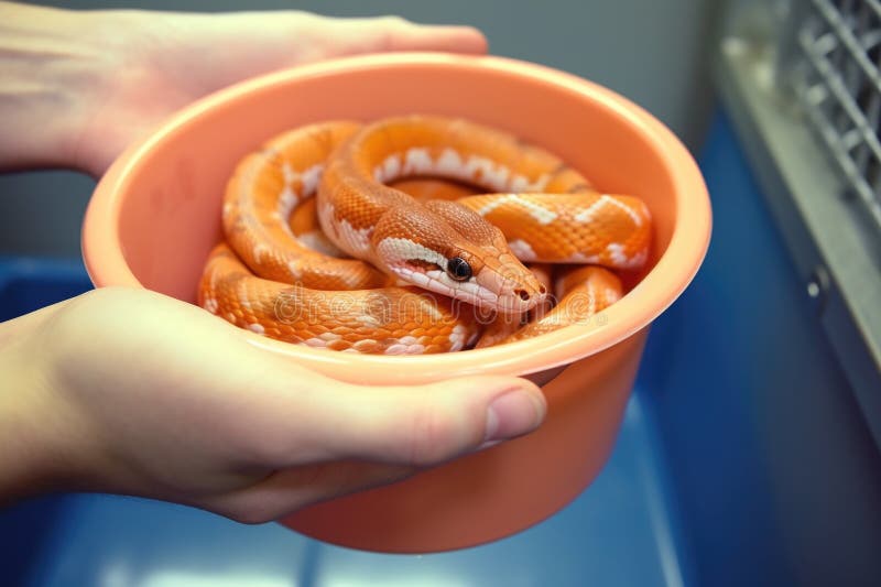 Close-up of a Therapy Snake Being Held in a Hygienic Container Stock ...